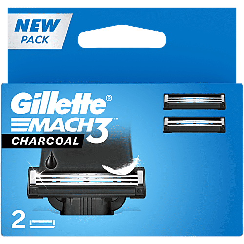 Buy Gillette Mach3 Charcoal Shaving Razor Blades for Men with ...