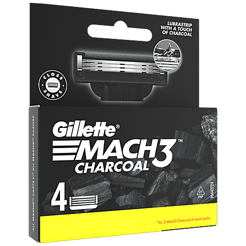 Buy Gillette Mach3 Charcoal Shaving Razor Blades - Lubastrip For A ...