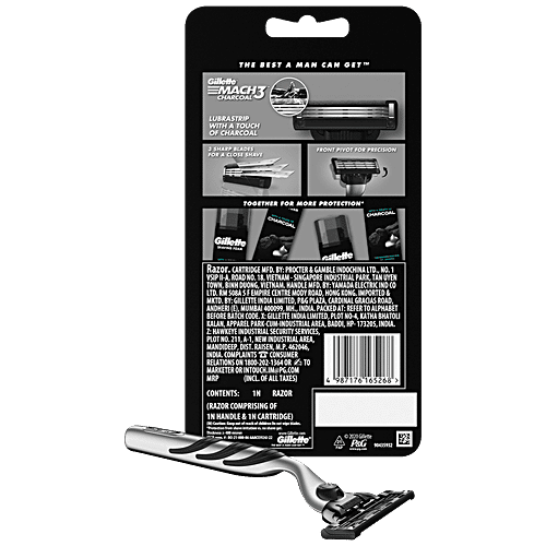 Buy Gillette Mach3 Charcoal Shaving Razor - For Men, New Enhanced ...