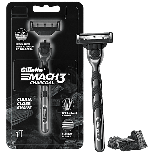 Buy Gillette Mach3 Charcoal Shaving Razor - For Men, New Enhanced ...