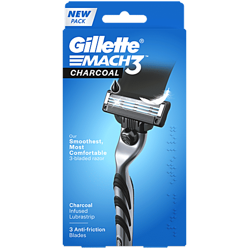 Buy Gillette Mach3 Charcoal Shaving Razor for Men with New Enhanced ...