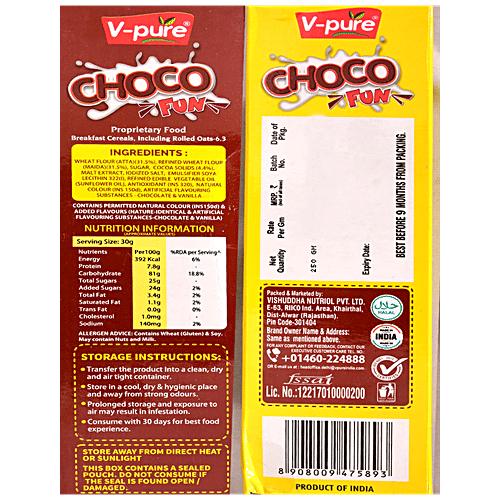 Buy V-pure Choco Fun - Goodness Of Whole Grain, Rich In Protein & Fibre ...