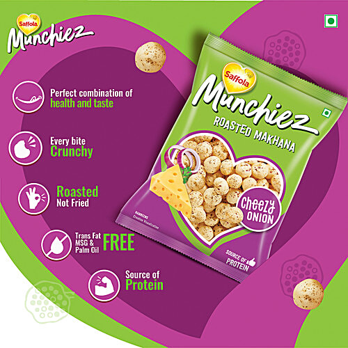 Buy Saffola Munchiez Roasted Makhana - Cheezy Onion, Rich Source Of ...