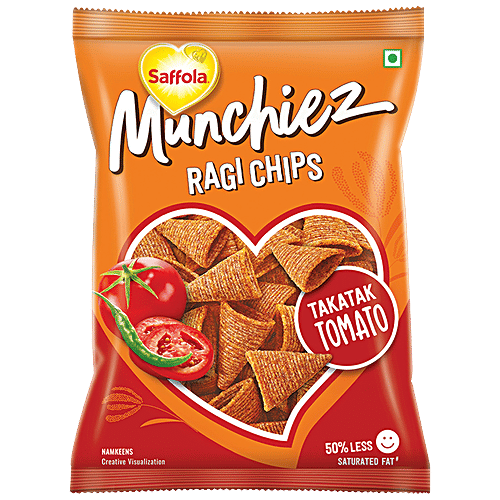 Buy Saffola Munchiez Ragi Chips - Takatak Tomato, Cone Shaped, High In ...