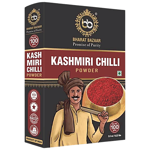 Buy Bharat Bazaar Kashmiri Chilli Powder - 100% Pure, No Added Colours ...