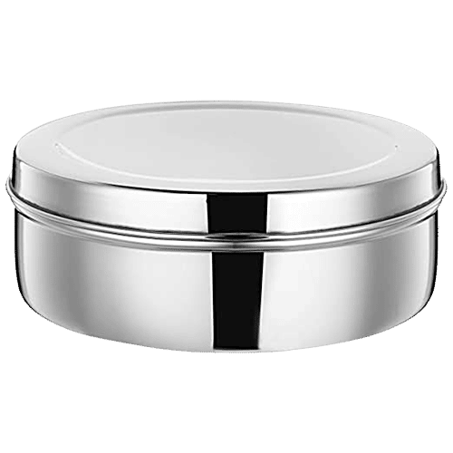 Buy Omega Stainless Steel Round Puri Dabba/Container - No.6, Rust Proof ...