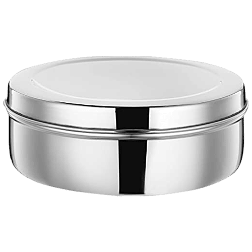 Buy Omega Stainless Steel Round Puri Dabba/Container - No.8, Rust Proof ...