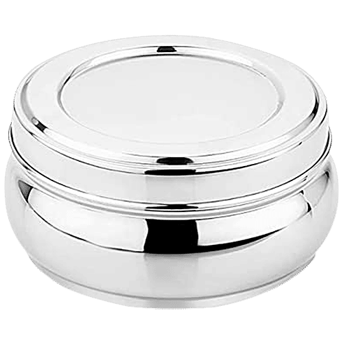 Buy Omega Stainless Steel Round Belly Shape Puri Dabba - No.7, Rust ...