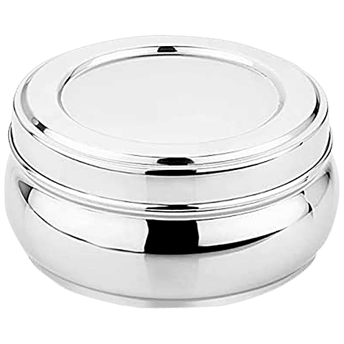 Buy Omega Stainless Steel Round Belly Shape Puri Dabba - No.8, Rust ...