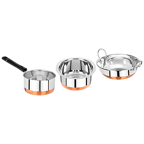 Buy Omega Stainless Steel Copper Bottom Cookware Set - Vento, Induction ...