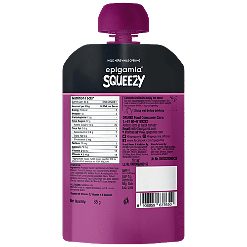 Buy Epigamia Squeezy Fruit Drink - Blueberry, Beetroot & Yogurt, No ...