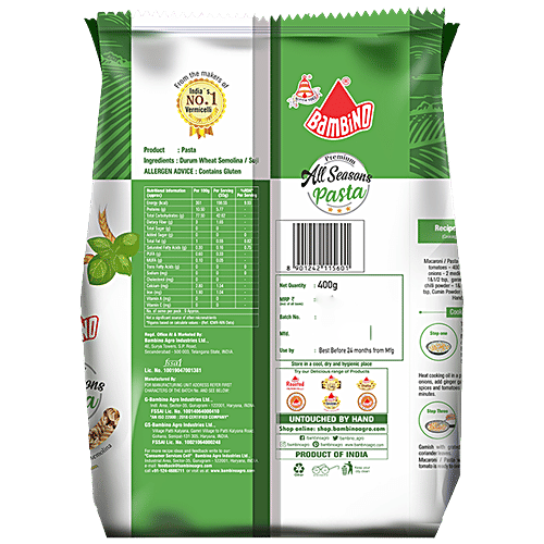 Buy Bambino Premium All Seasons Spirali Pasta - Goodness Of Wheat ...