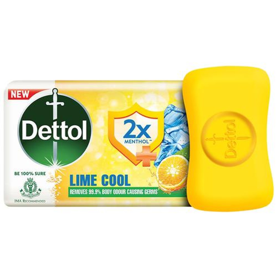Buy Dettol Lime Cool Bathing Soap Bar With 2X Menthol & Long Lasting ...