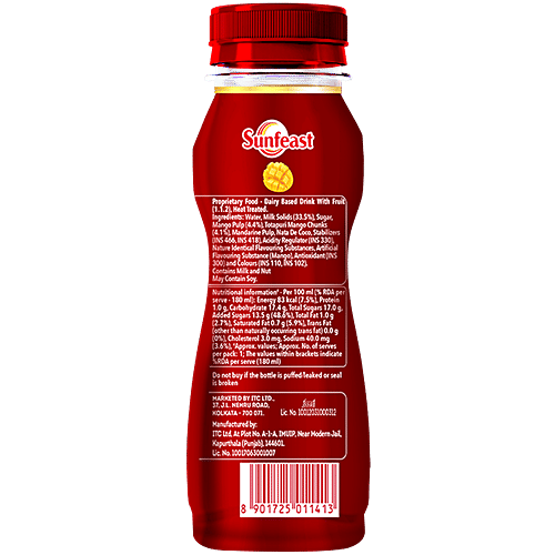 Buy Sunfeast Mango Smoothie With Mango Chunks - Dairy Based Drink With ...