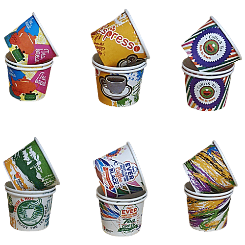 Buy Paricott Paper Cup - Mix Design, Assorted Colour, Eco-friendly ...