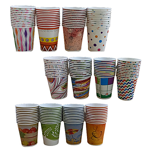 Buy Paricott Paper Cup - Mix Design, Assorted Colour, Eco-friendly ...