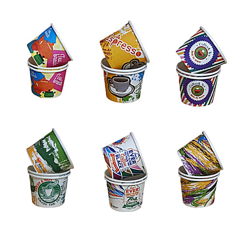 Buy Paricott Paper Cup - For Ice Cream, Mix Design, Eco-friendly ...