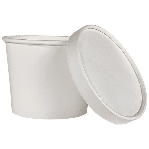 Buy Paricott Paper Bowl - With Lid, Plain White, Eco-friendly ...