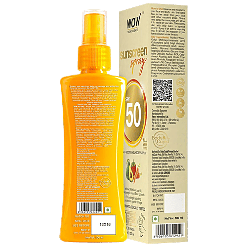 Buy Wow Skin Science Broad-Spectrum Sunscreen Spray - With SPF 50, For ...