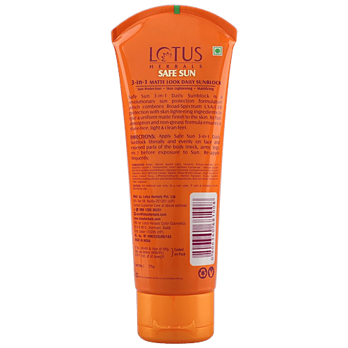 Buy Lotus Herbals Safe Sun 3 In 1 Matte Look Daily Sunscreen - SPF 40 ...