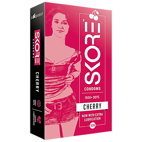 Buy Skore Condoms - Cherry Dotted & Flavoured, With Extra Lubrication Online at Best Price of Rs ...
