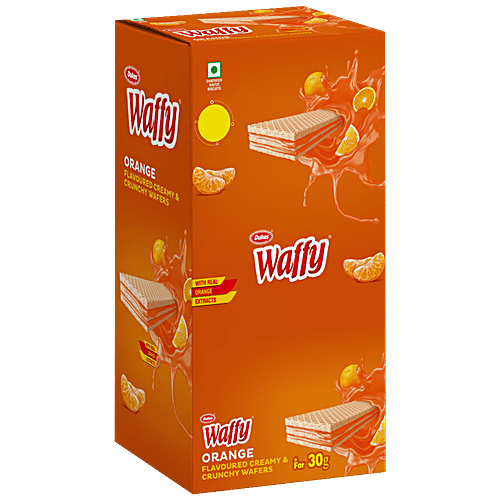 Buy Dukes Waffy - Orange Flavoured Creamy & Crunchy Sandwich Wafer ...