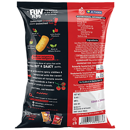 Buy Fun Flips Puffs - Hot & Saucy, Baked Online at Best Price of Rs 25 ...