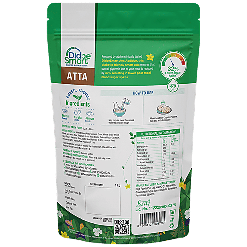 Buy DiabeSmart Diabetic Friendly Atta - 32% Lower Sugar Spike Online at ...