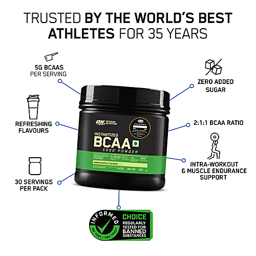 Buy Optimum Nutrition Instantised BCAA 5000 Powder - Green Apple ...