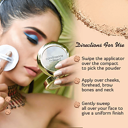 Buy Coloressence Glitterati Compact Powder Gold Range - Oil Free, Matte ...