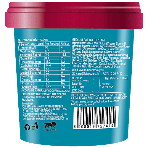 Buy Go Zero Zero Sugar Ice Cream - Nutty Butterscotch Online at Best ...