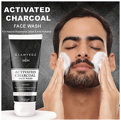 Buy Glamveda Men Activated Charcoal Face Wash - Detoxifies Skin, Anti-Pollution Online at Best ...