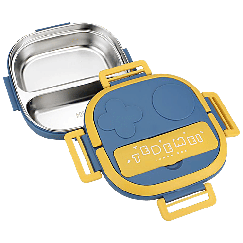 Buy Tedemei Lunch Box - Stainless Steel Interior, 2 Compartment, Blue ...