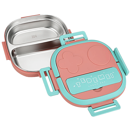 Buy Tedemei Lunch Box - Stainless Steel Interior, 2 Compartment, Pink ...