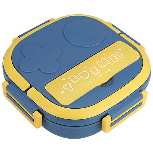Buy Tedemei Lunch Box - Stainless Steel Interior, 3 Compartment, Blue ...