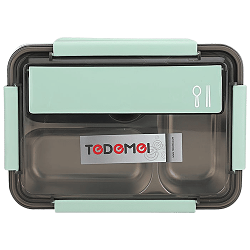 Buy Tedemei Lunch Box - Stainless Steel Interior, 3 Compartment, Green ...