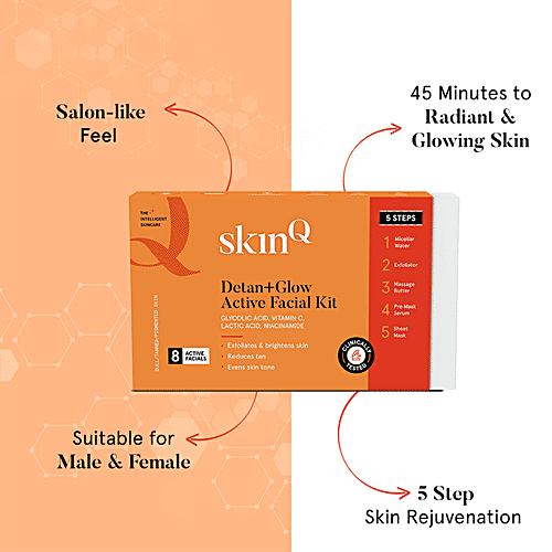 Buy SkinQ Detan & Glow Active DIY Facial Kit - Exfoliates & Brightens ...