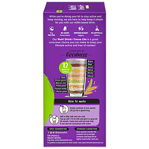 Buy Tata Soulfull Nutri Drink+ With Millets - Cocoa Lite, 12 Grains ...