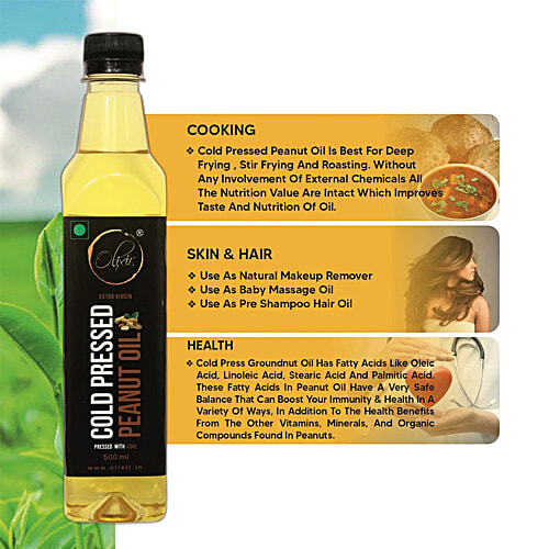 Buy Olixir Cold Pressed Peanut Oil - 100% Natural, No Additives, Boosts ...