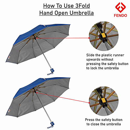 Buy Fendo Aura 3 Fold Umbrella - Hand Open, 21.5 Inches, Royal Blue ...