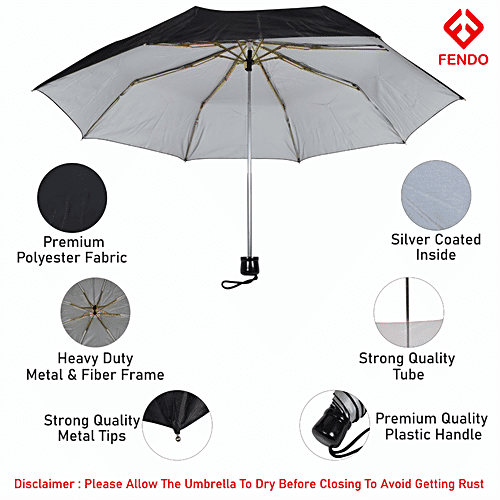 Buy Fendo Aura 3 Fold Umbrella - Hand Open, 55 cm, Black Online at Best ...