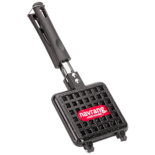 Buy Navrang Aluminium Waffle Maker Small Wonder, Black - Non-Stick ...