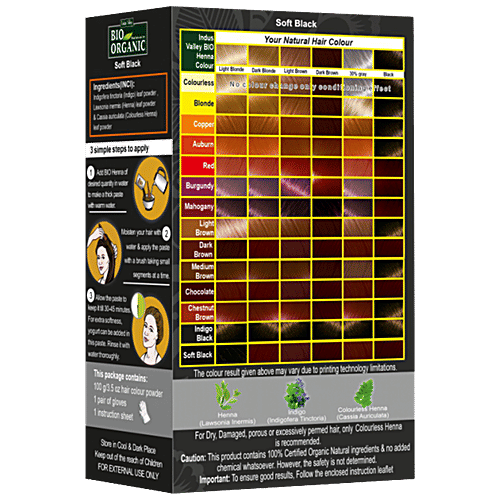 Buy Indus Valley Bio Organic Henna Hair Colour - Soft Black, Triple ...