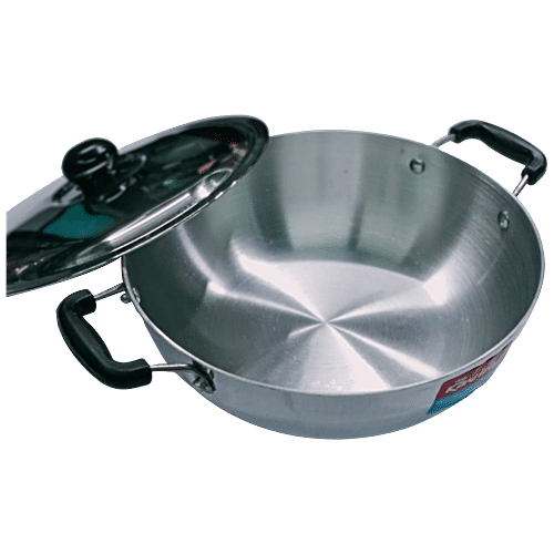 Buy Le Kaviraj Aluminium Kadai - Induction Base, 2.4 mm, Stainless Steel Lid, Bakelite Handle ...
