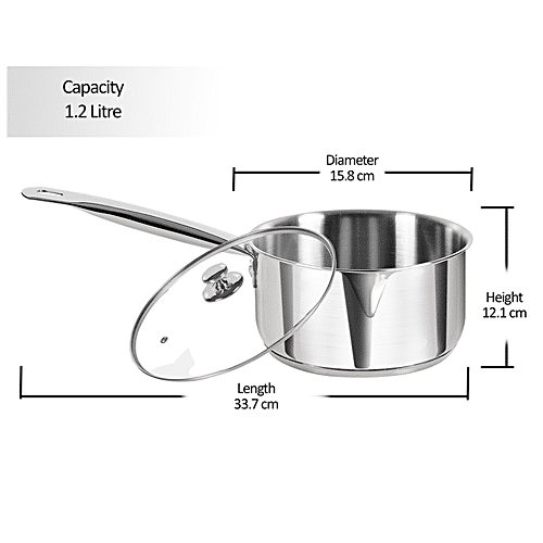 Buy Milton ProCook Stainless Steel Sauce Pan - Pro Cook, With Glass Lid ...