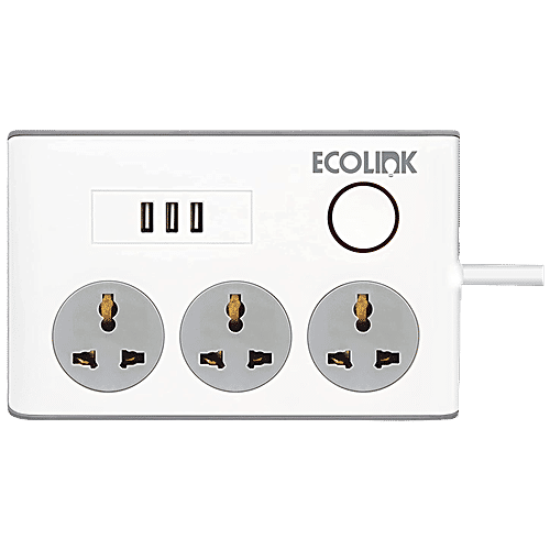 Buy EcoLink Adevance Spike Guard - 3 Sockets, 6A, 3 USB, 2 Meter Cable ...