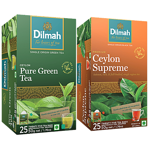 Buy Dilmah Tea Ceylon Pure Green Tea + Supreme Black Tea Online at Best ...