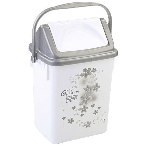 Buy Joyo Happy Home Plastic Dust Bin Medium Printed - Grey, For Dry ...