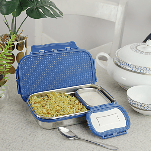 Buy Virtue Phantom Stainless Steel Lunch Box Jumbo With Spoon - Blue ...