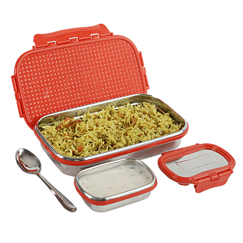 Buy Virtue Phantom Stainless Steel Lunch Box Jumbo With Spoon - Red ...